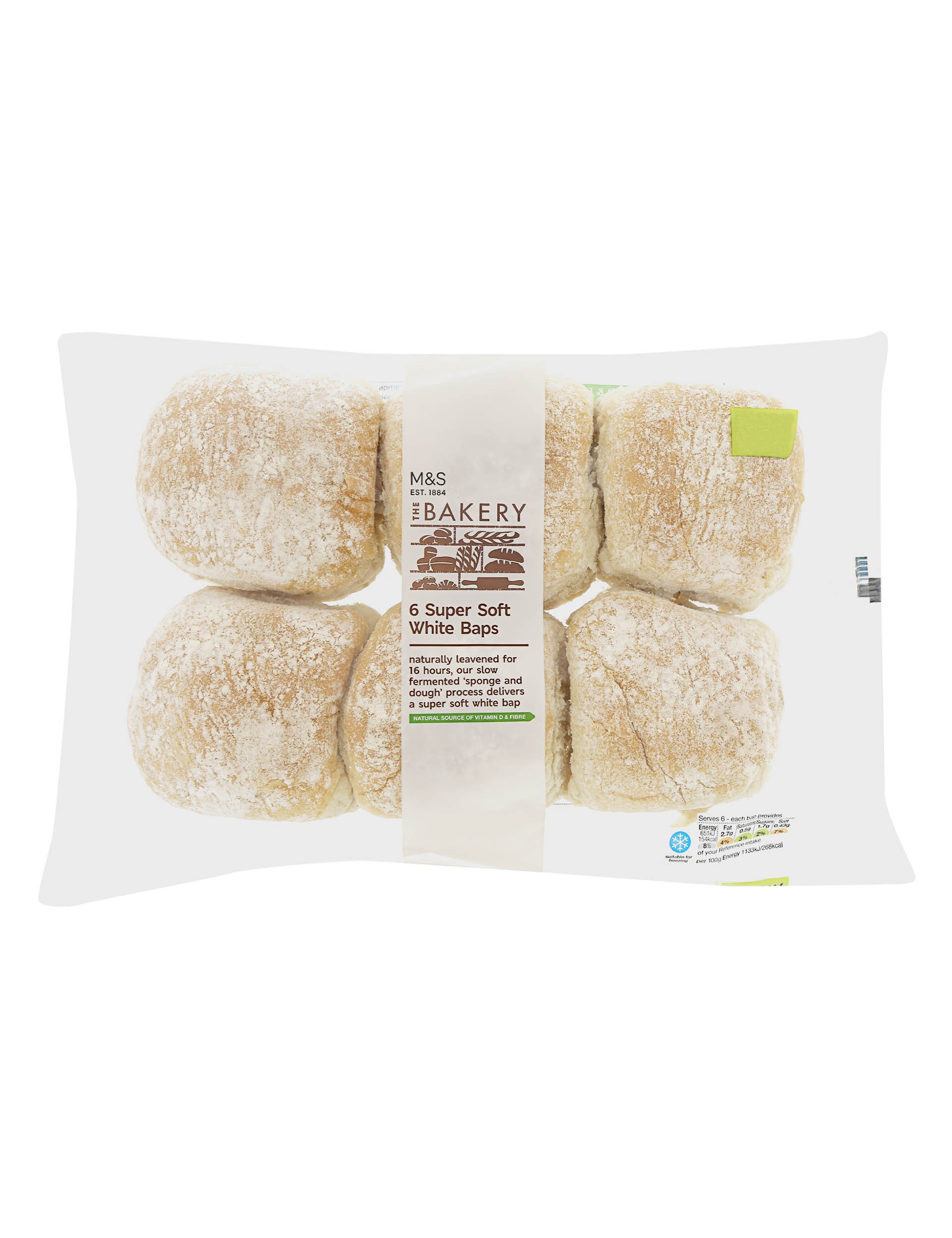 6 Super Soft White Baps - Marks & Spencer Cyprus