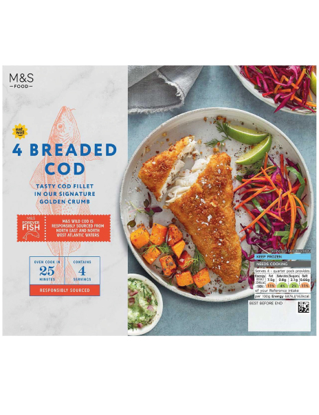 4 Breaded Cod Fillets - Marks & Spencer Cyprus