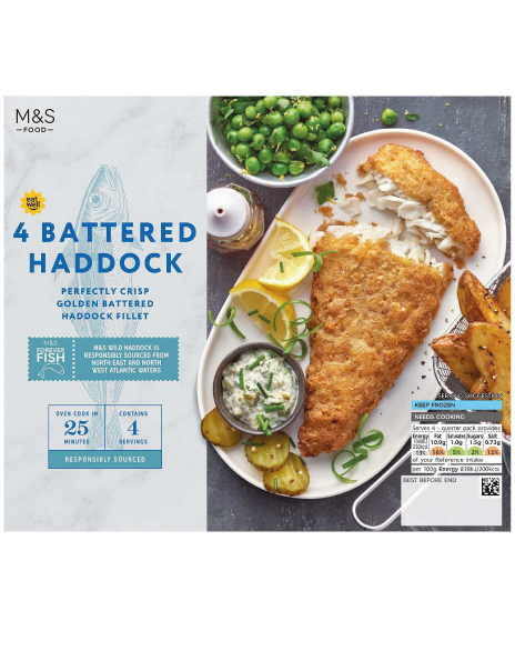 4 Battered Haddock Fillets - Marks & Spencer Cyprus