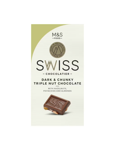 Swiss Chunky Triple Nut Dark Chocolate - Marks & Spencer Cyprus